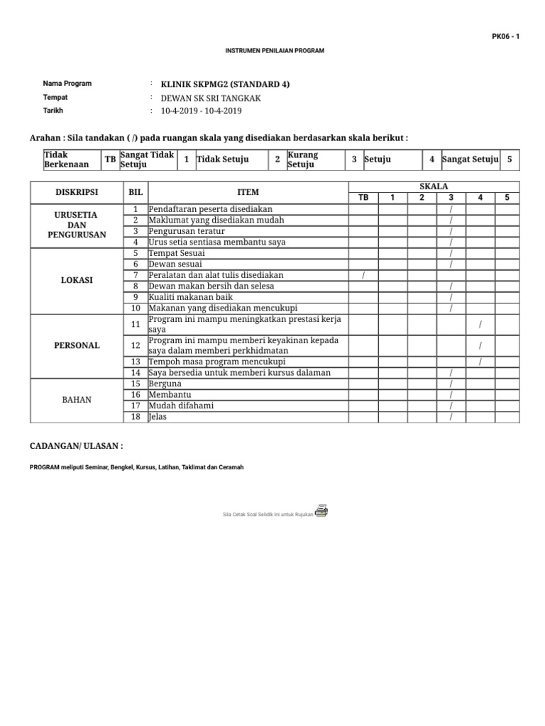 .: Instrumen Penilaian Program PDF | PDF