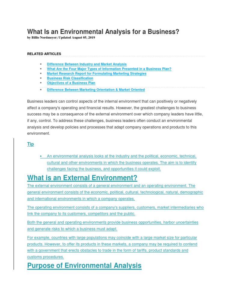 What Is An Environmental Analysis For A Business | Download Free PDF ...