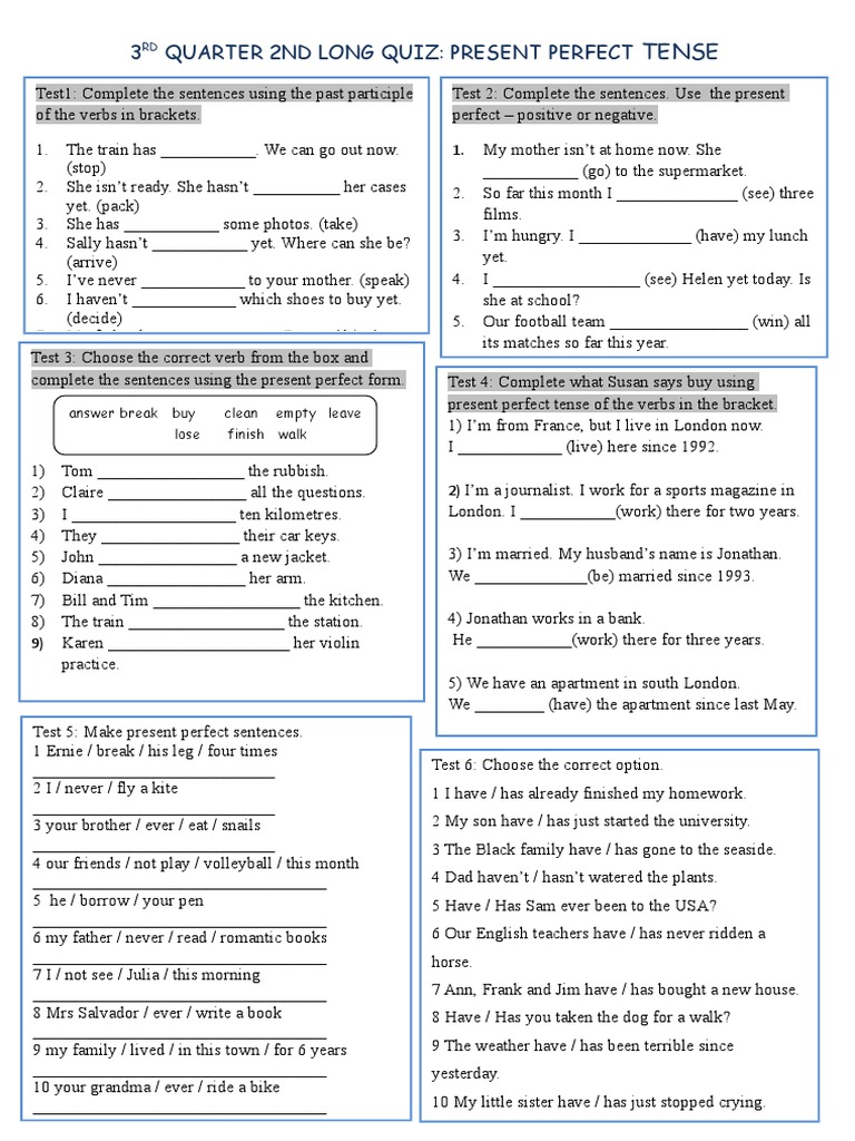 The Present Perfect Tense | PDF | Perfect (Grammar) | Grammatical Tense