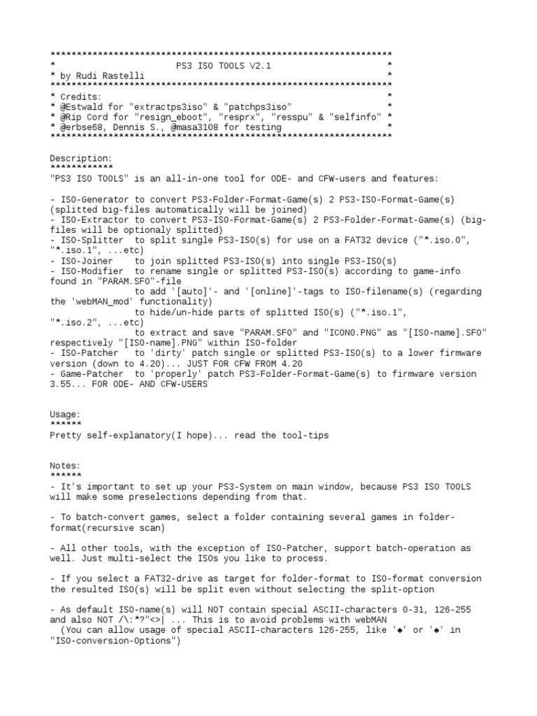 PS3 ISO TOOLS ReadMe | PDF | Computer File | Utility Software