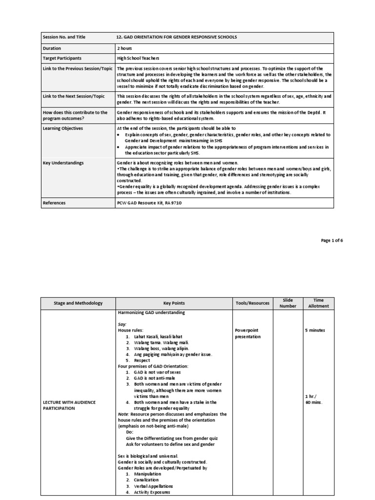 GAD Session Guide | PDF | Gender | Gender Studies