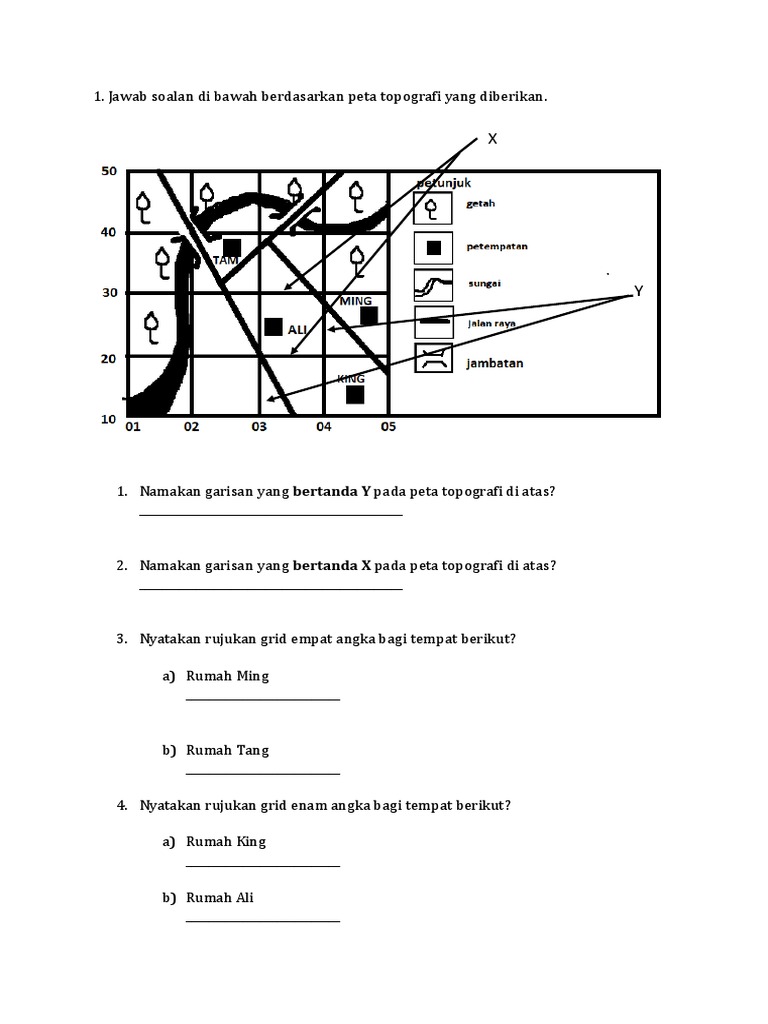 Latihan Geografi Tingkatan 2 (Peta Topografi) | PDF