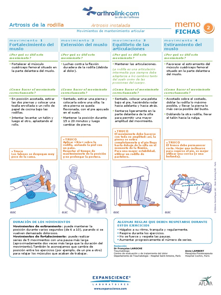Ejercicios Rodilla Artrosis Instalada | PDF | Rodilla | Anatomía del ...