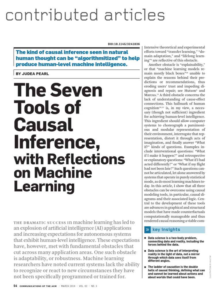The Seven Tools of Causal Inference | PDF | Causality | Confounding