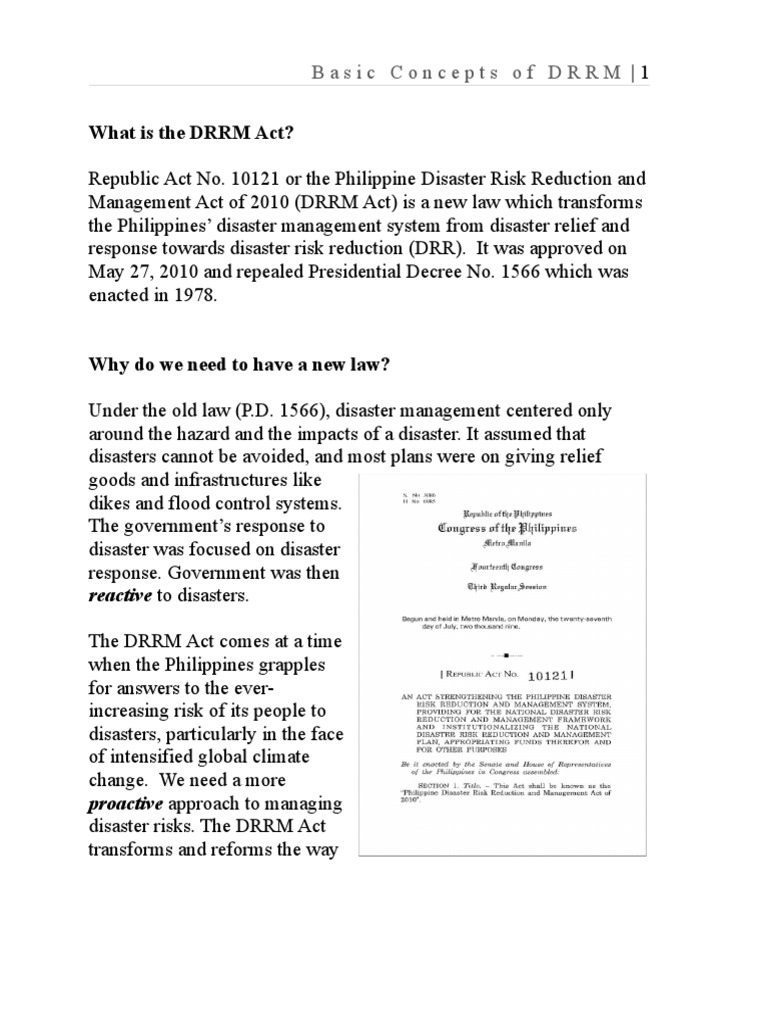 1 Basic Concepts of DRRM - Partial | PDF | Hazards | Disaster Risk Reduction