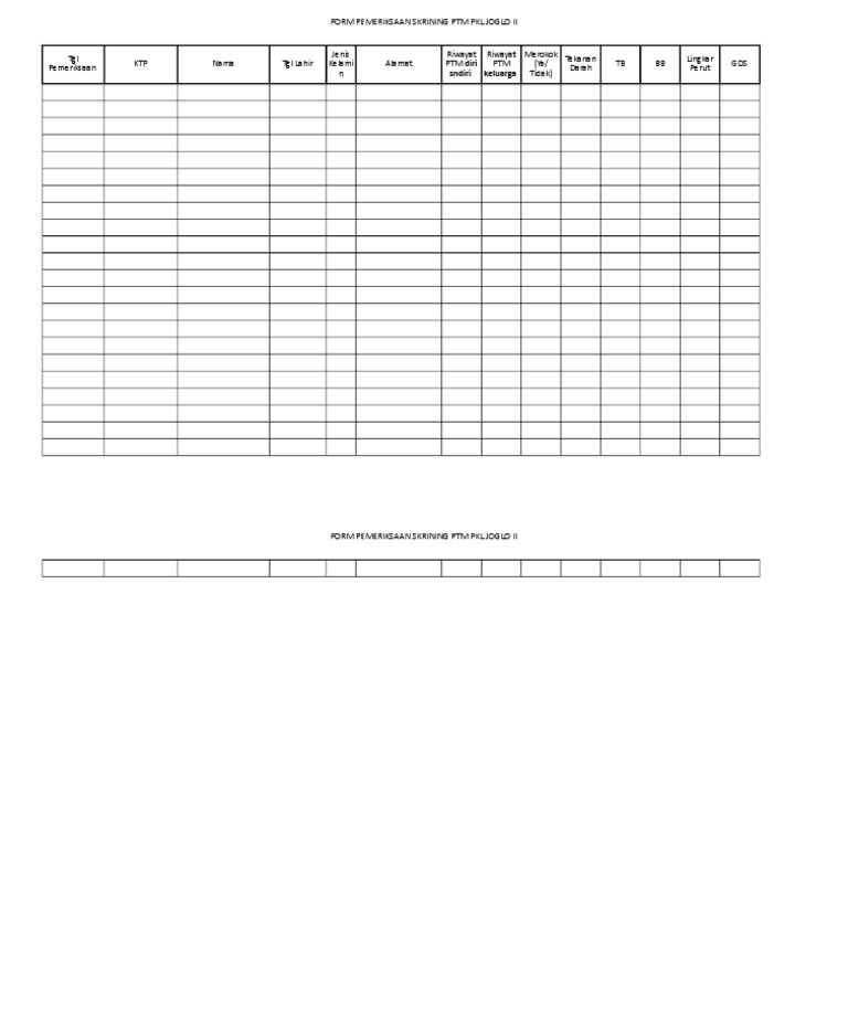 Form Skrining PTM | PDF