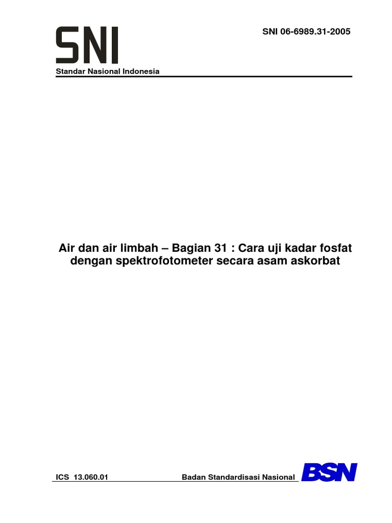 SNI 06 6989 31 2005 Air Dan Air Limbah PO4 PDF | PDF