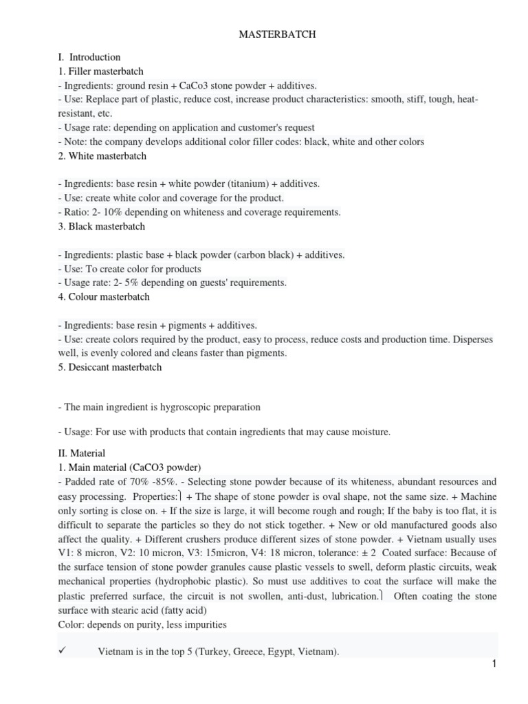 MASTERBATCH | PDF | Polyethylene | Plastic
