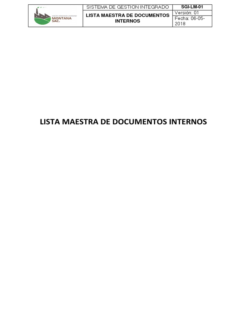 Lista Maestra de Documentos Internos | PDF | Business | Bienestar