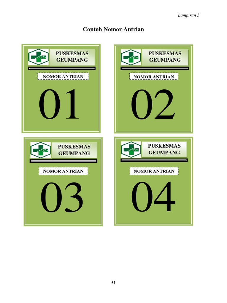 9.c. LAMPIRAN NOMOR ANTRIAN | PDF