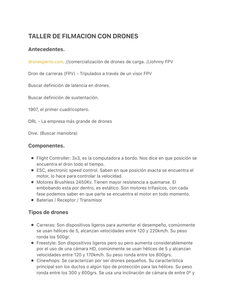 Taller de Filmacion Con Drones | PDF | Vehículo aéreo no tripulado ...