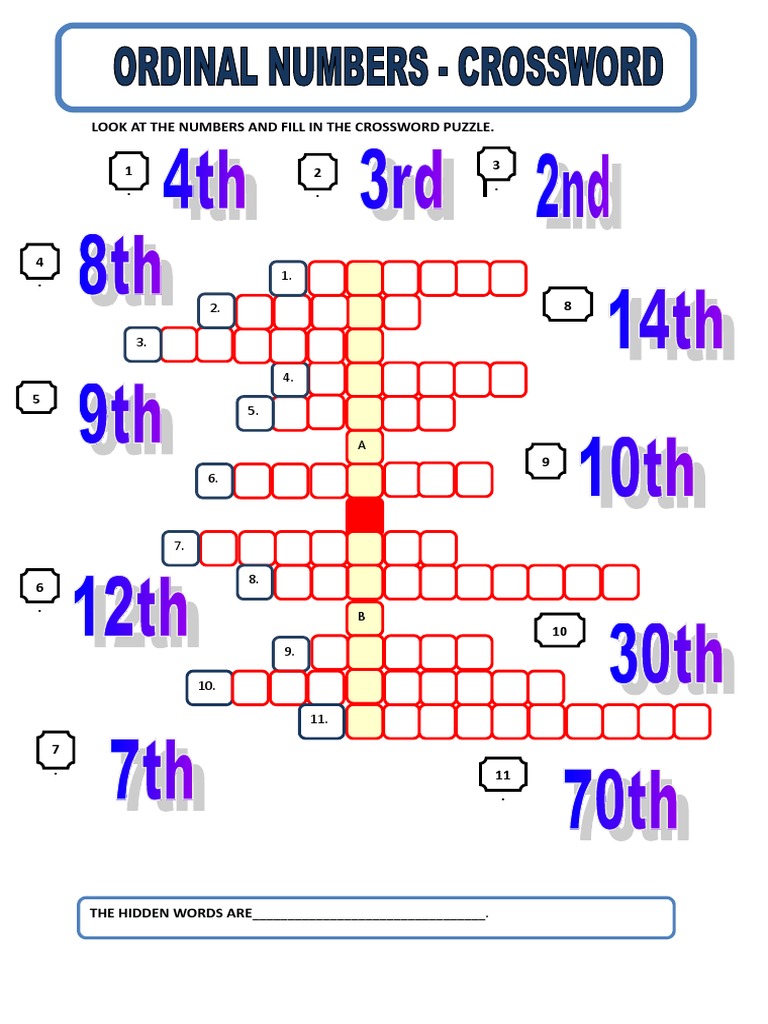 Ordinal Numbers Crossword Puzzle | PDF