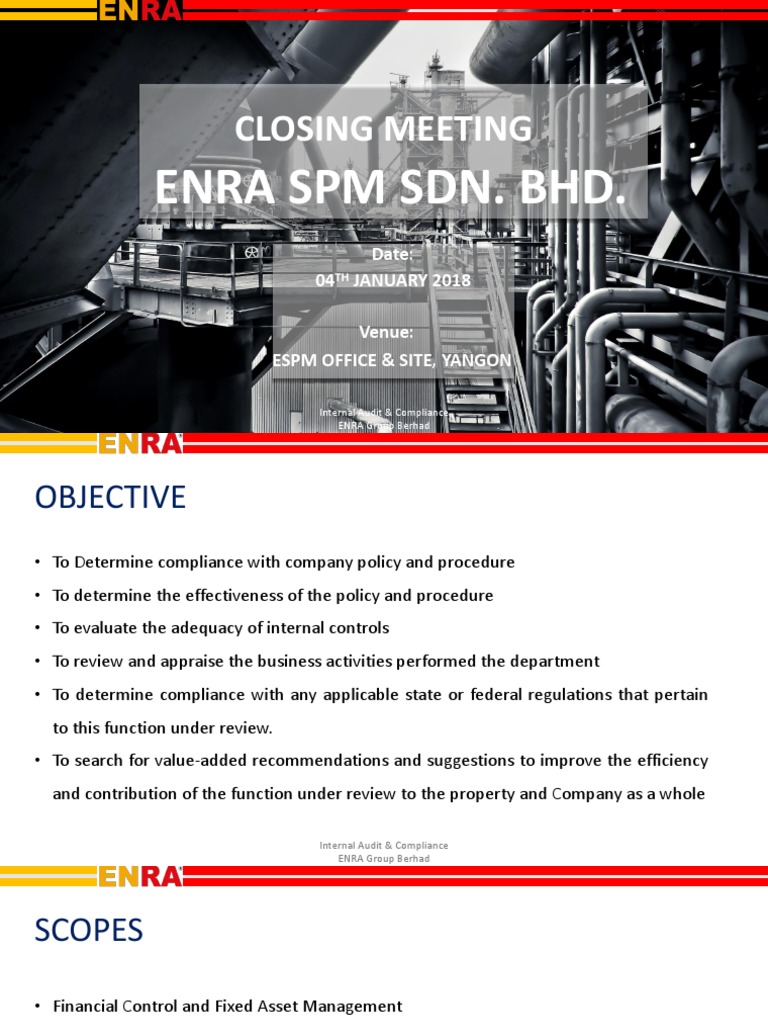 Closing Meeting Highlights ESPM Internal Audit | PDF | Internal Audit ...