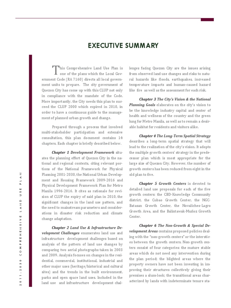 QC Comprehensive Land Use Plan 2011-2025 PDF | Download Free PDF | Risk ...