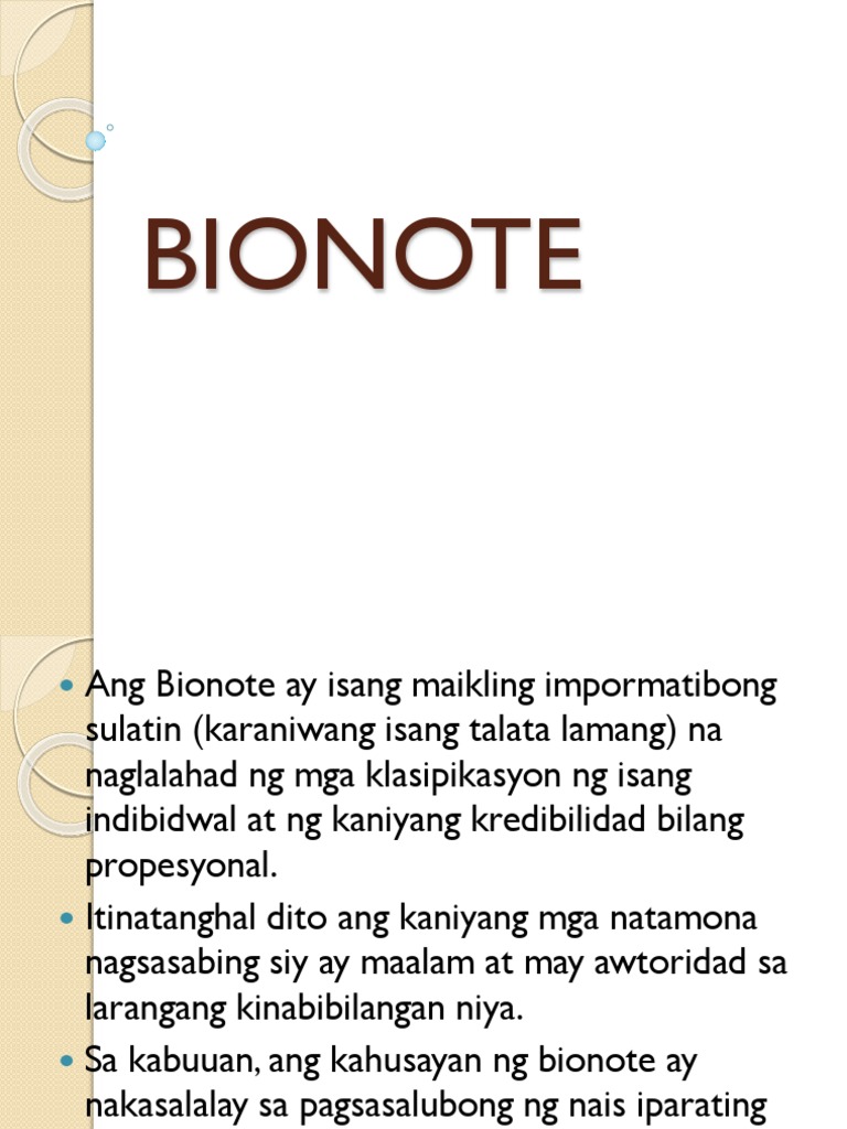 BIONOTE | PDF