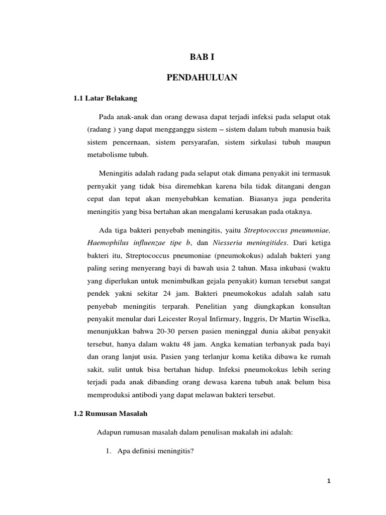 Meningitis pada Anak: Panduan Lengkap | PDF
