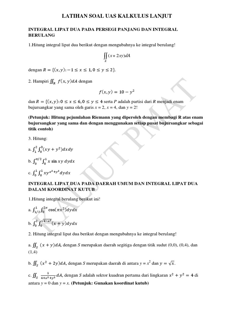 Latihan Soal UAS Kalkulus Lanjut | PDF | Metode & Bahan Ajar