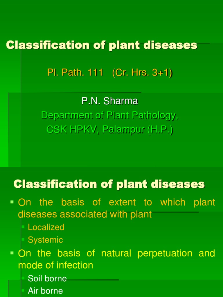 Lect. 1a Classification of Plant Diseases-111 PDF | PDF | Pathology ...