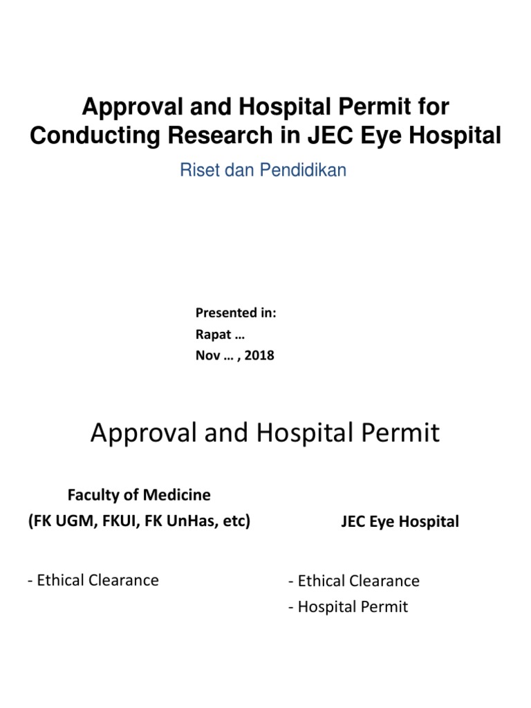 Proposal For Research Approval and Hospital Permit in JEC-01 | PDF ...