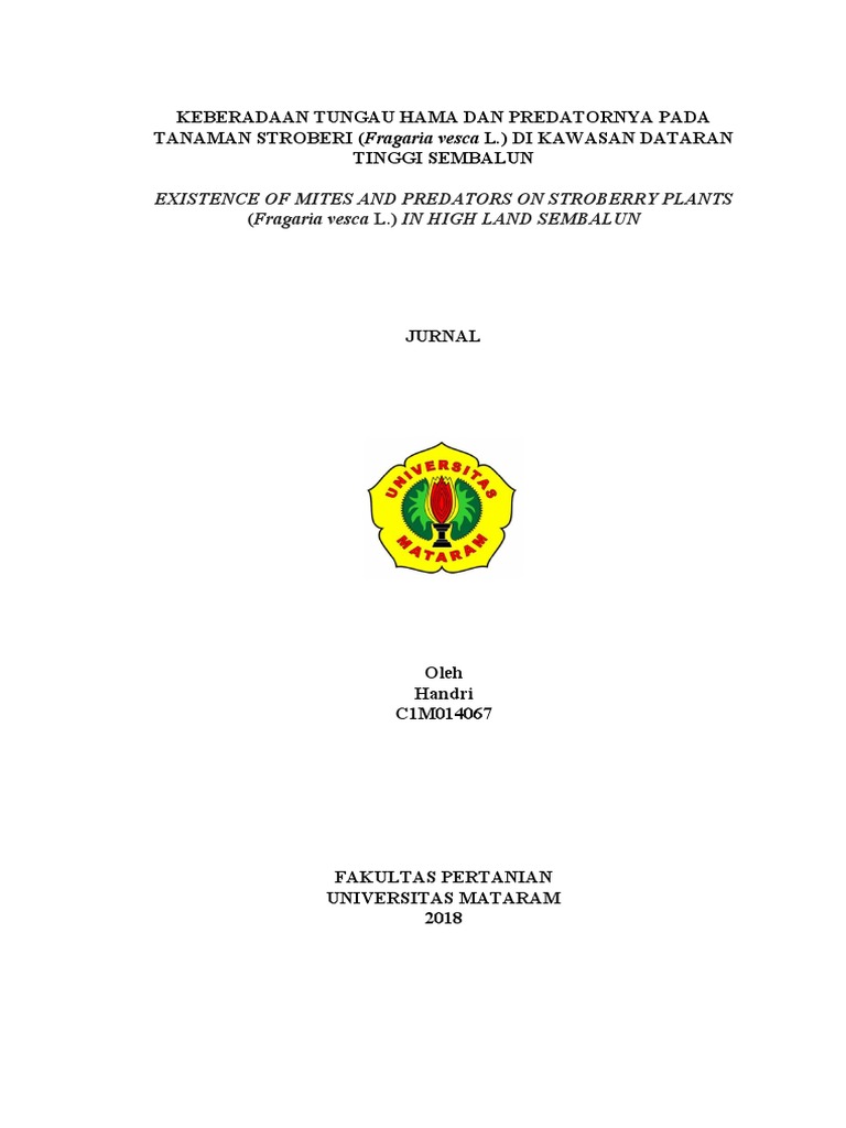 Tungau Hama dan Predator pada Stroberi Sembalun | PDF | Griya & Taman ...