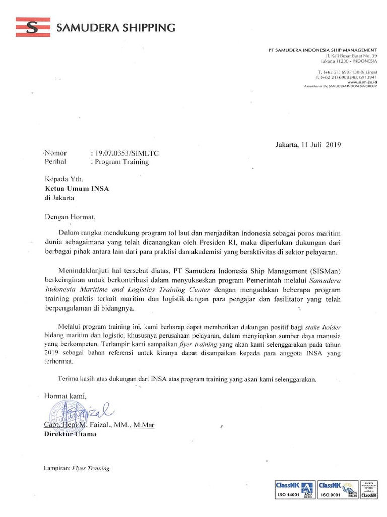 Surat Program Training | PDF