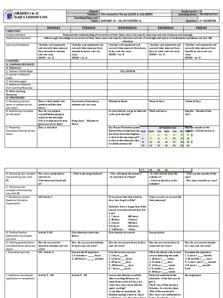 Grade 3 Math Lesson on Converting Time, Length, Mass and Capacity Units ...