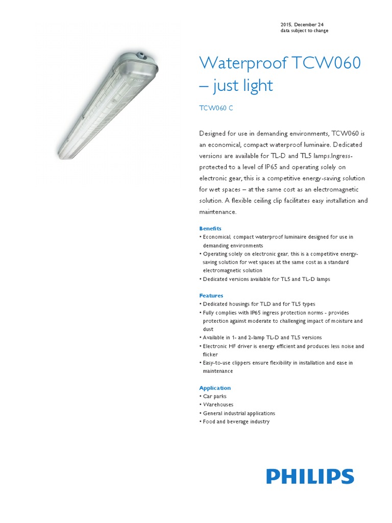 Lampu Philips Model TCW060 | PDF | Fluorescent Lamp | Lighting