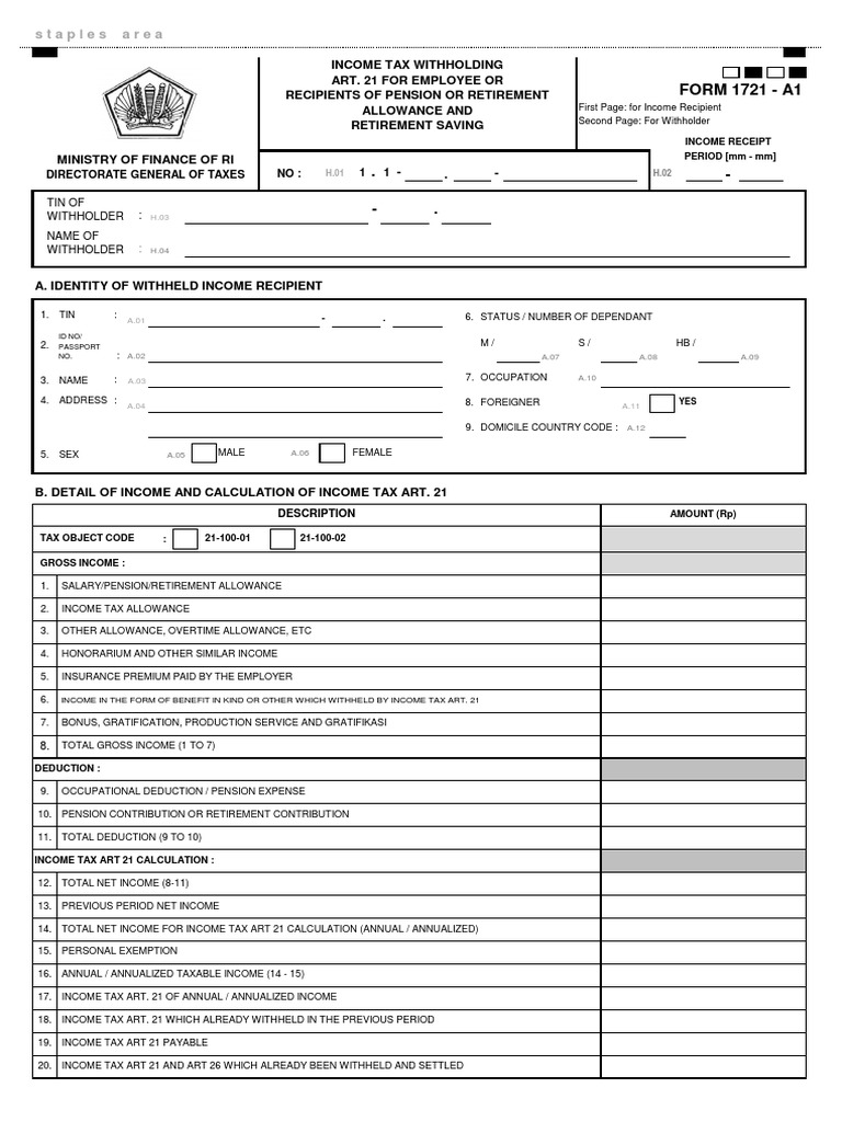 1721 - A1 - English Version | PDF | Income Tax | Pension