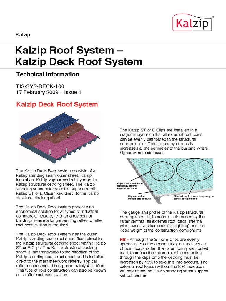 Kalzip Deck Roof System PDF | PDF | Roof | Building
