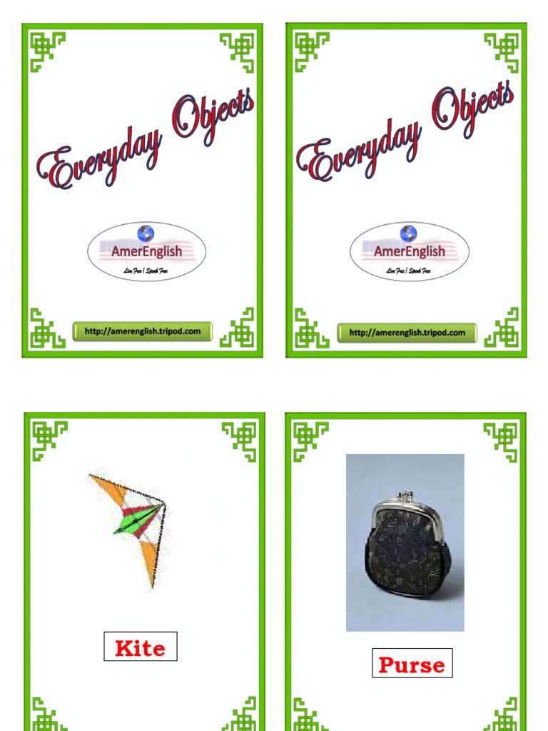 Everyday Objects Flash Cards | PDF | Games & Activities | Home & Garden