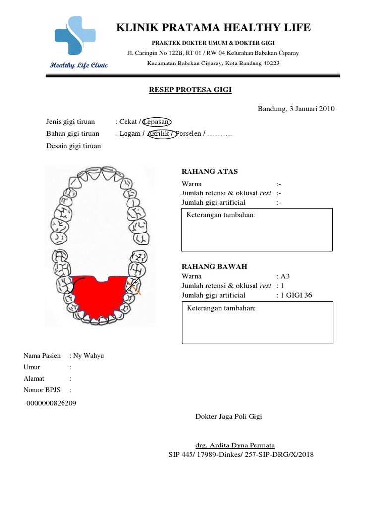 Resep Protesa Gigi | PDF