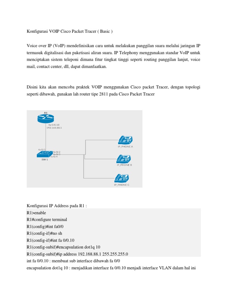 Konfigurasi VOIP Cisco Packet Tracer | PDF