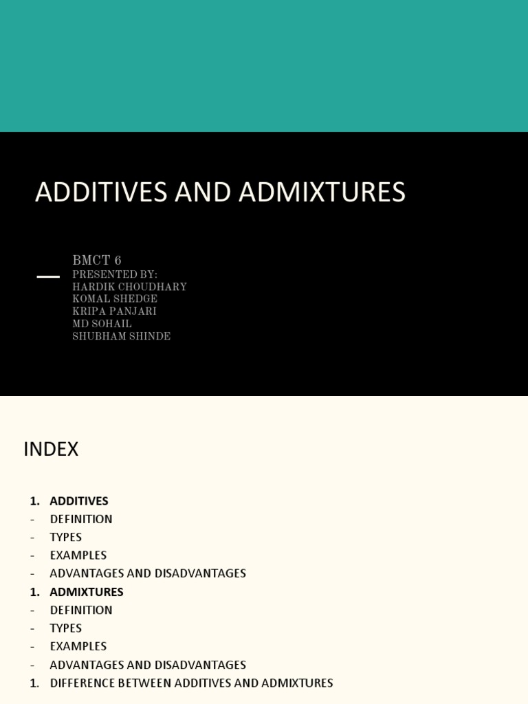 Additives and Admixtures | PDF | Concrete | Cement