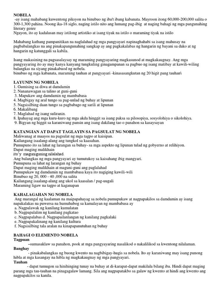 Nobela For Printing | PDF