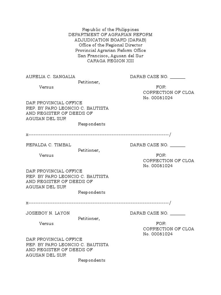 Correction of CLOA Land Title Petition | PDF | Judiciaries | Government