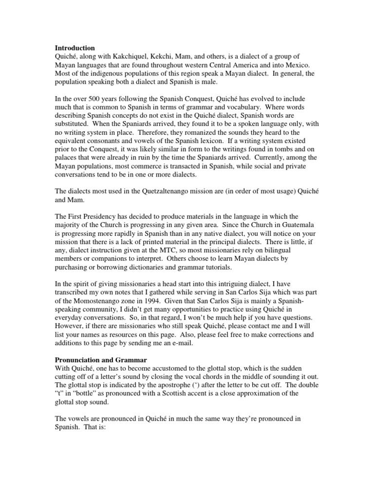 Quiche | PDF | Spanish Language | Dialect