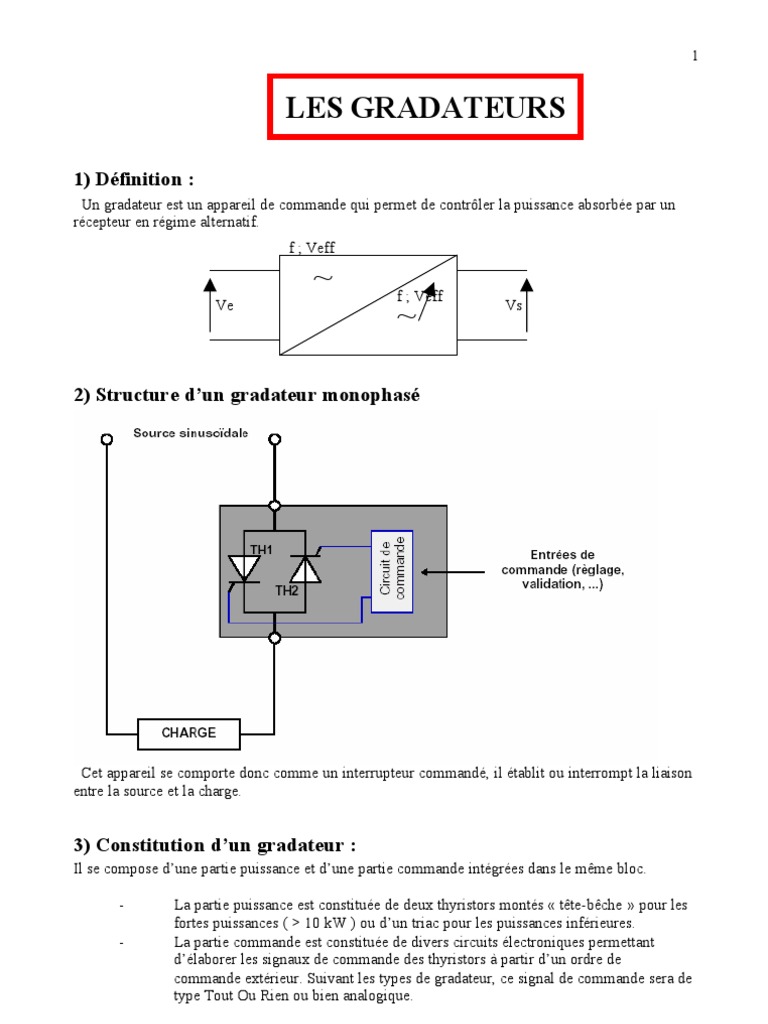 Fonctionnement des gradateurs monophasés | PDF | Puissance (physique ...