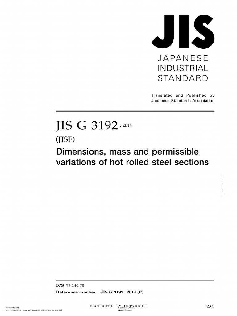 Jis G 3192 | Download Free PDF | Copyright | International Organization ...