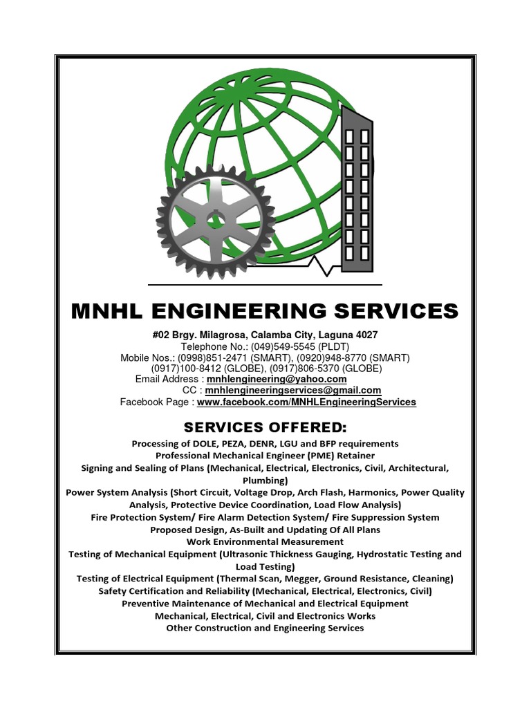 MNHL Engineering Services Company Profile 2020 | PDF | Electric Power System | Security Alarm
