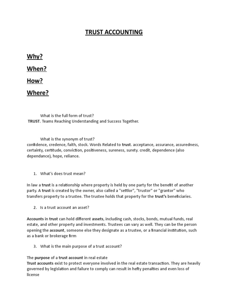 Trust Accounting | Download Free PDF | Trust Law | Trustee