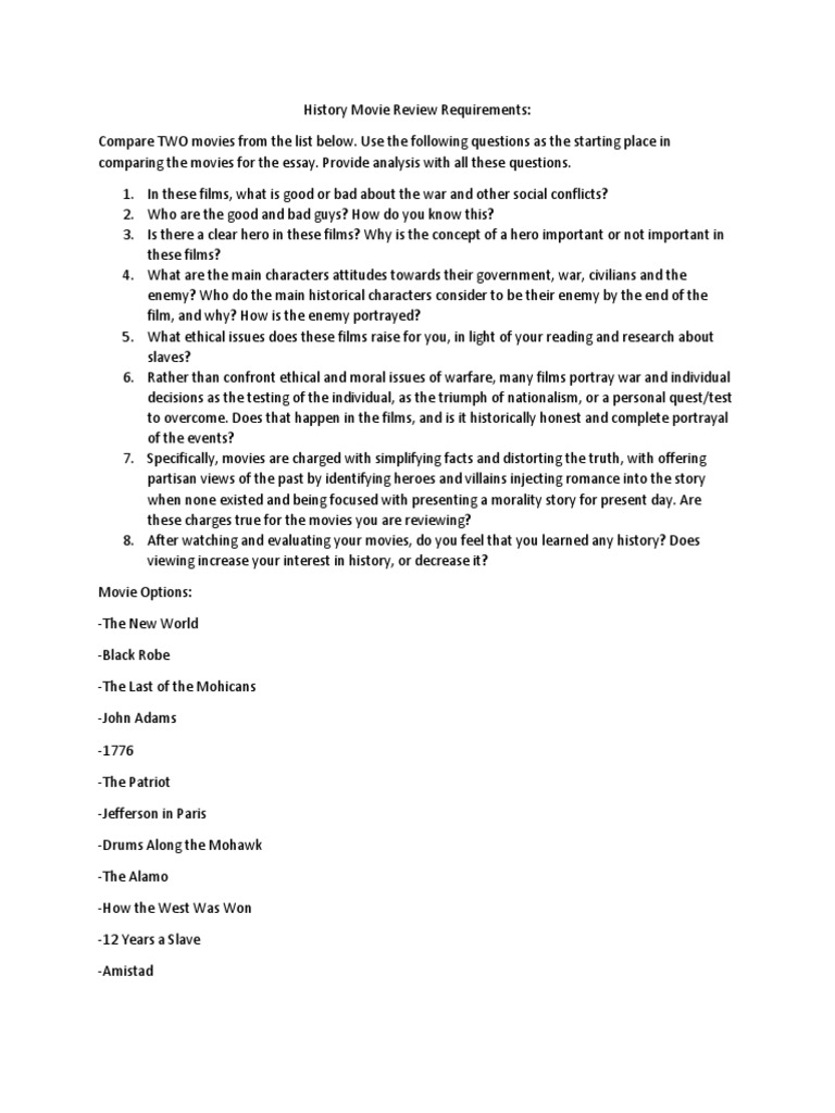 Historical Movie Review Guidelines | PDF