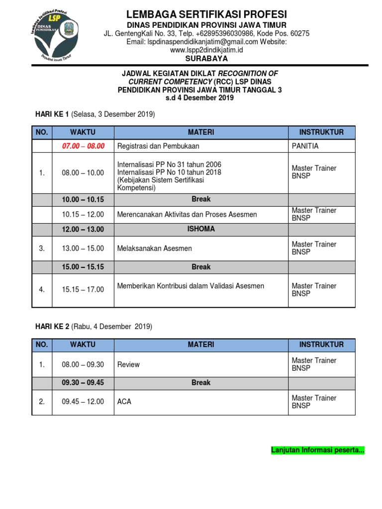 Jadwal RCC Tahap 6 | PDF
