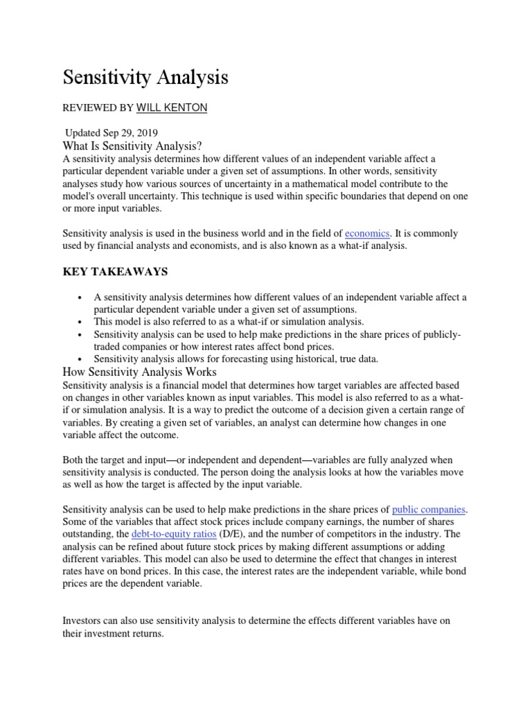 Sensitivity Analysis | PDF | Sensitivity Analysis | Valuation (Finance)