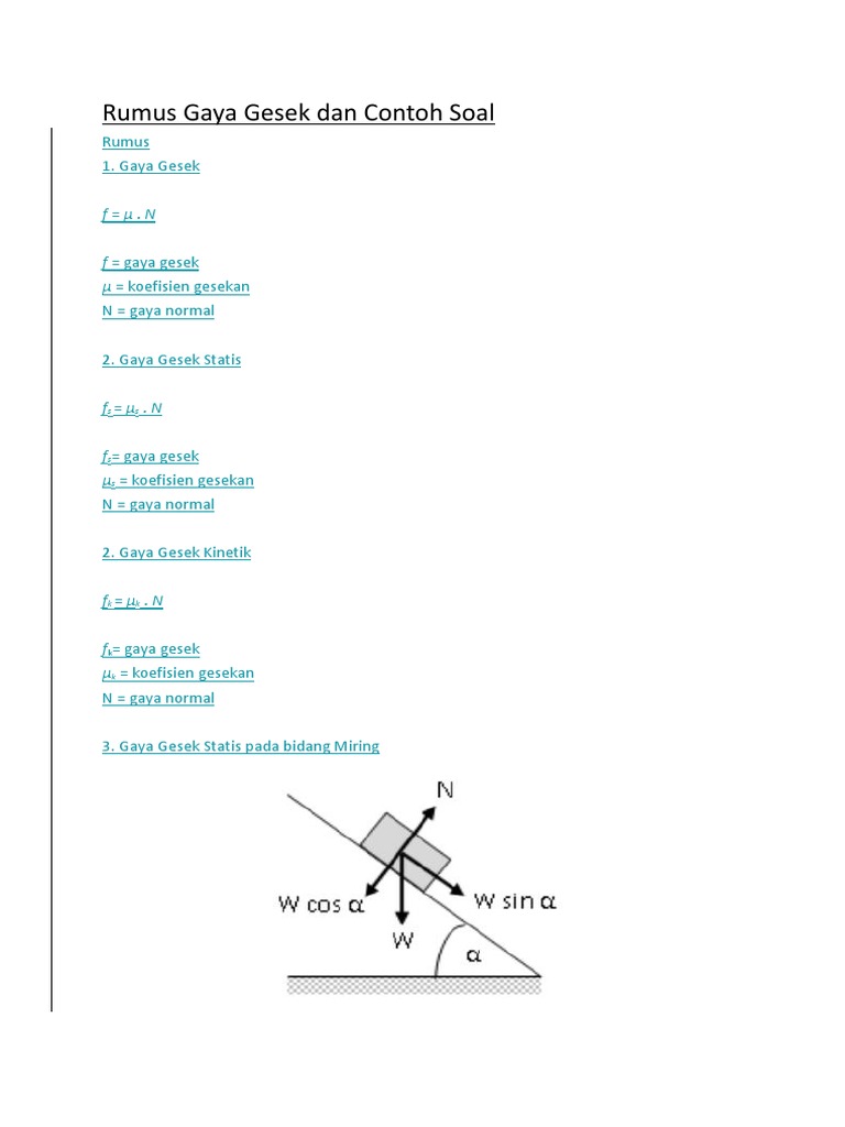 Rumus Gaya Gesek Dan Contoh Soal | PDF