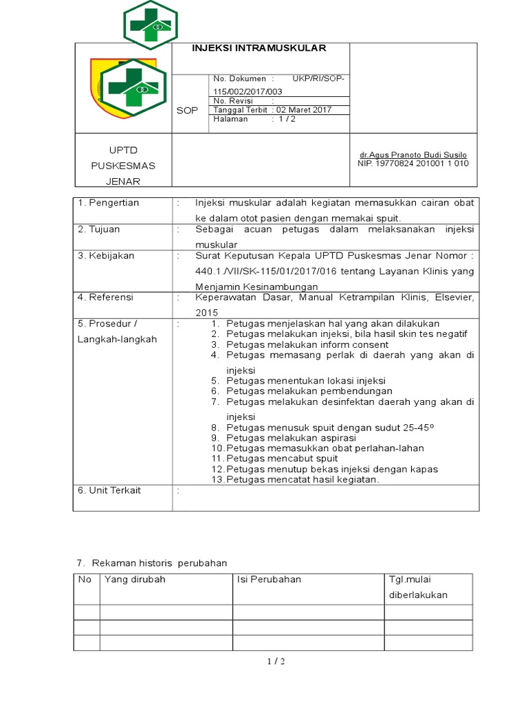 SOP Injeksi IM | PDF