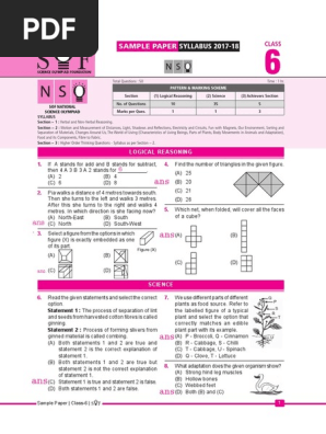 SOLUTION: Nso Sample Paper Class Studypool, 40% OFF