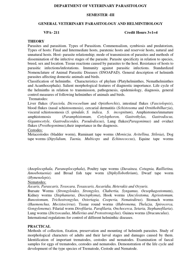 Veterinary Parasitology | PDF | Parasitism | Protozoa