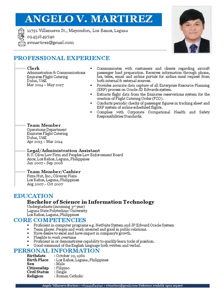 Angelo Martirez Resume | PDF | Enterprise Resource Planning | Computing