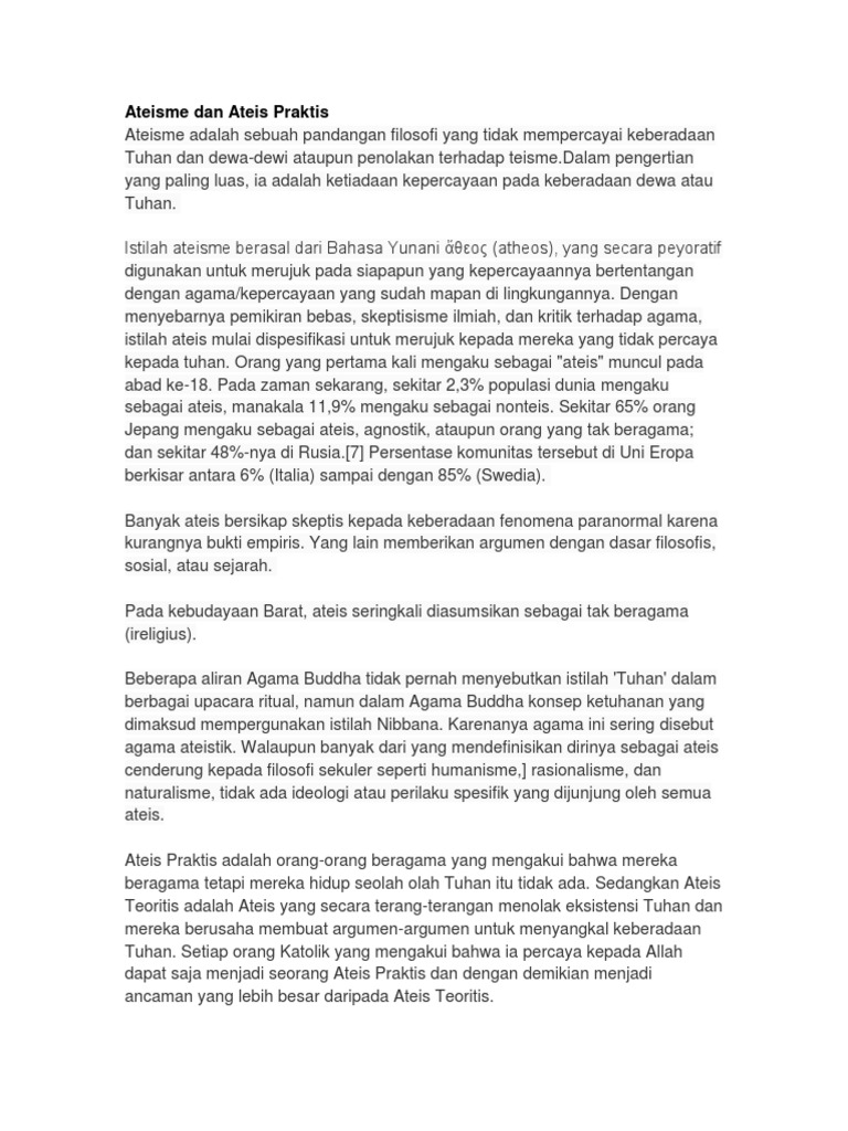 Memahami Ateisme dan Ateis Praktis | PDF | Filsafat | Agama & Spiritualitas