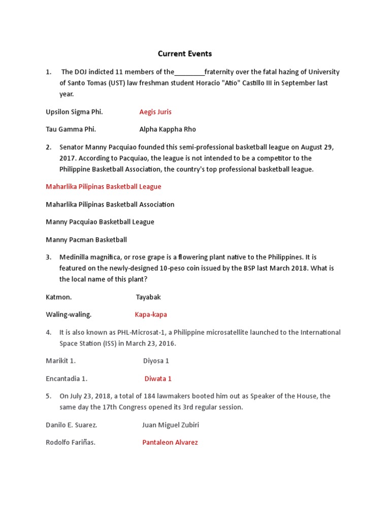 Current Events | PDF | Rodrigo Duterte | Philippines